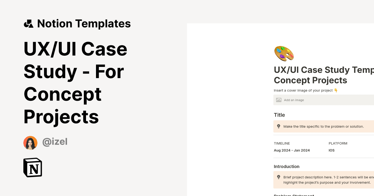 UX/UI Case Study - For Concept Projects Template by Izel | Notion ...