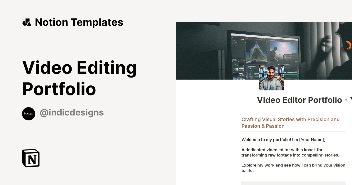 Video Editing Portfolio Template | Notion Marketplace