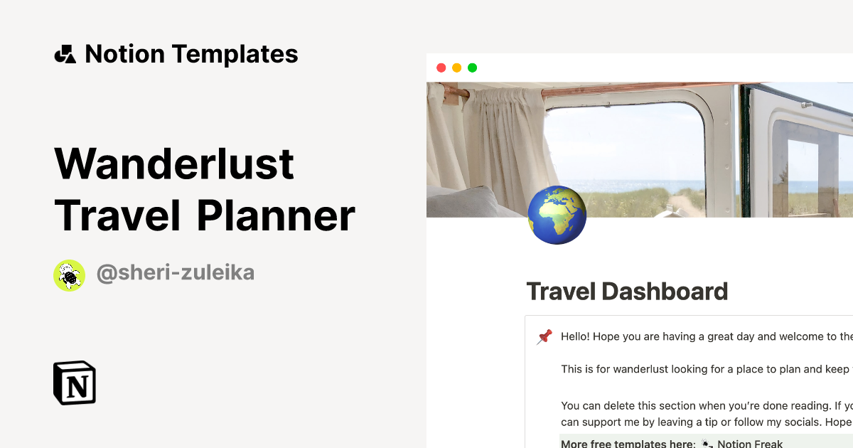 Wanderlust Travel Planner Template | Notion Marketplace