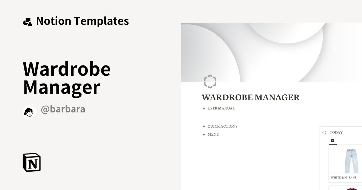 Wardrobe Manager by Barbara | Notion Template