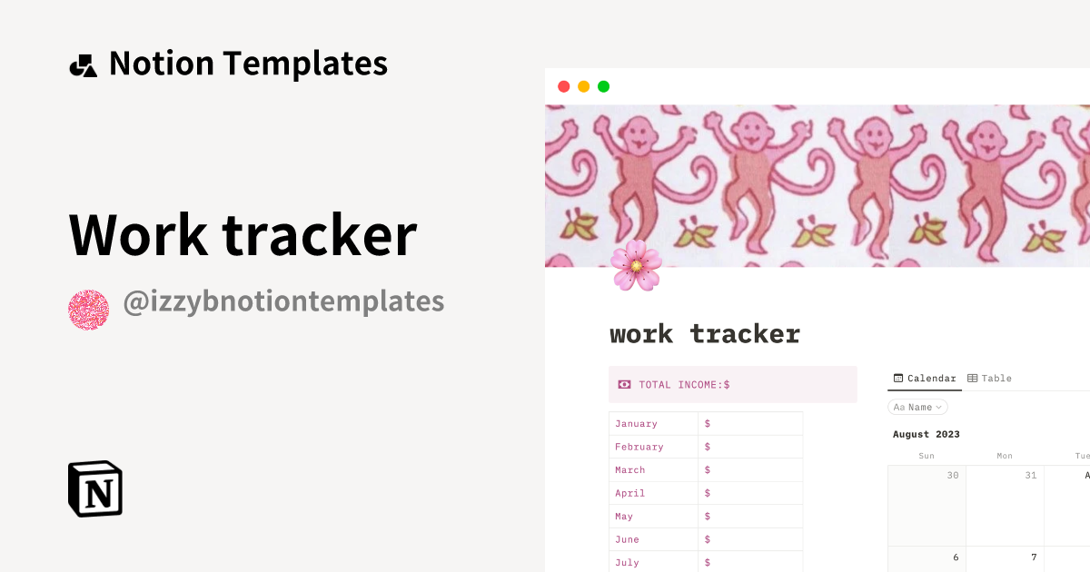 Work tracker Template | Notion Marketplace