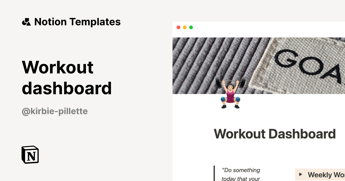 Workout dashboard Template | Notion Marketplace