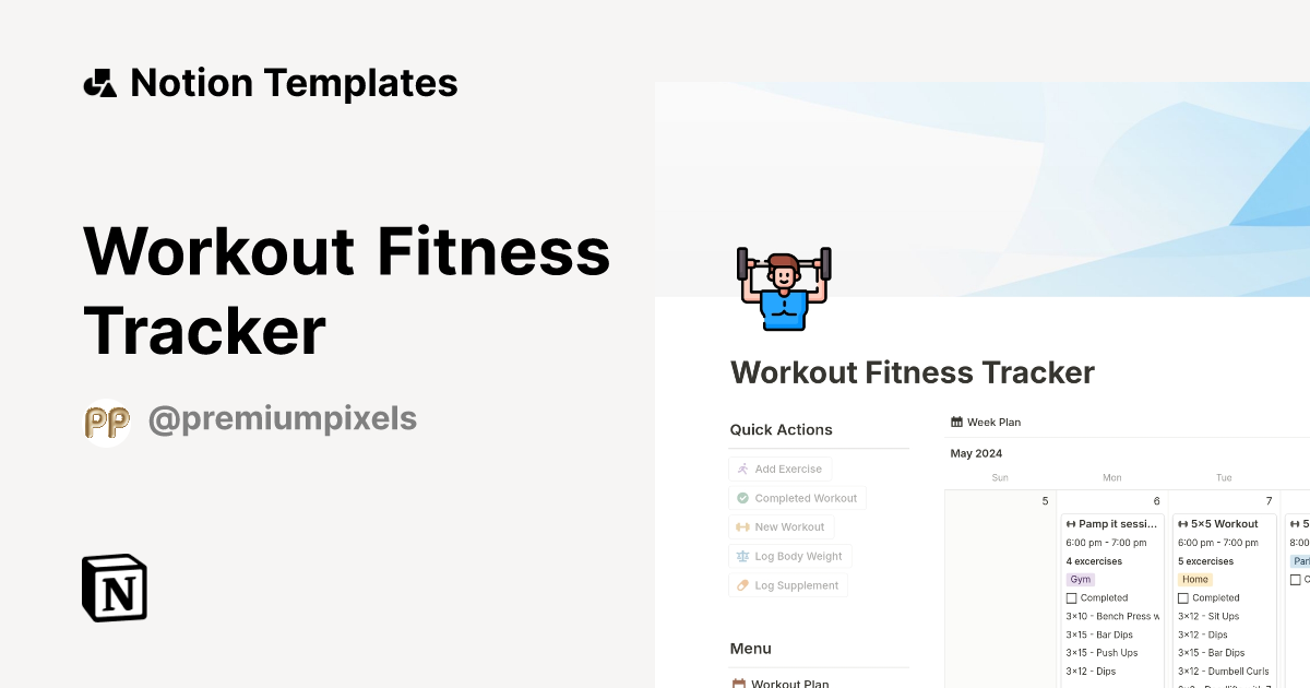 Workout Fitness Tracker | Notion Template