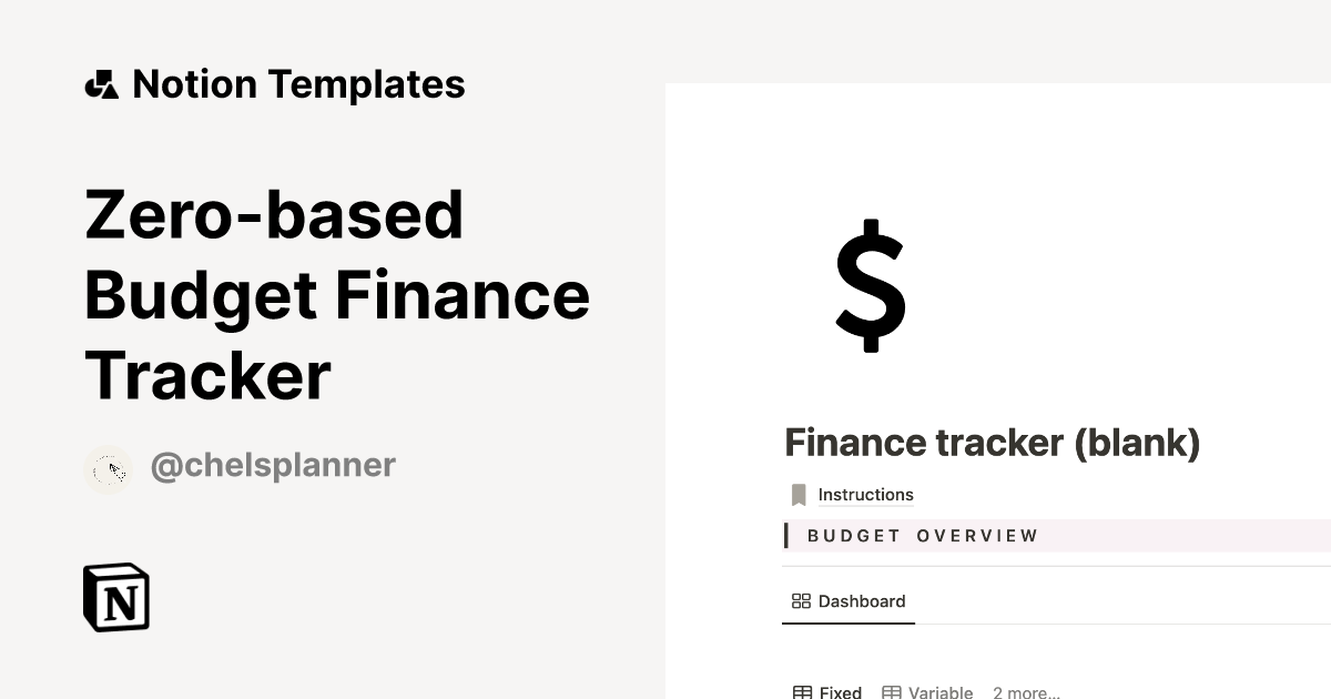 Zero-based Budget Finance Tracker Template | Notion Marketplace