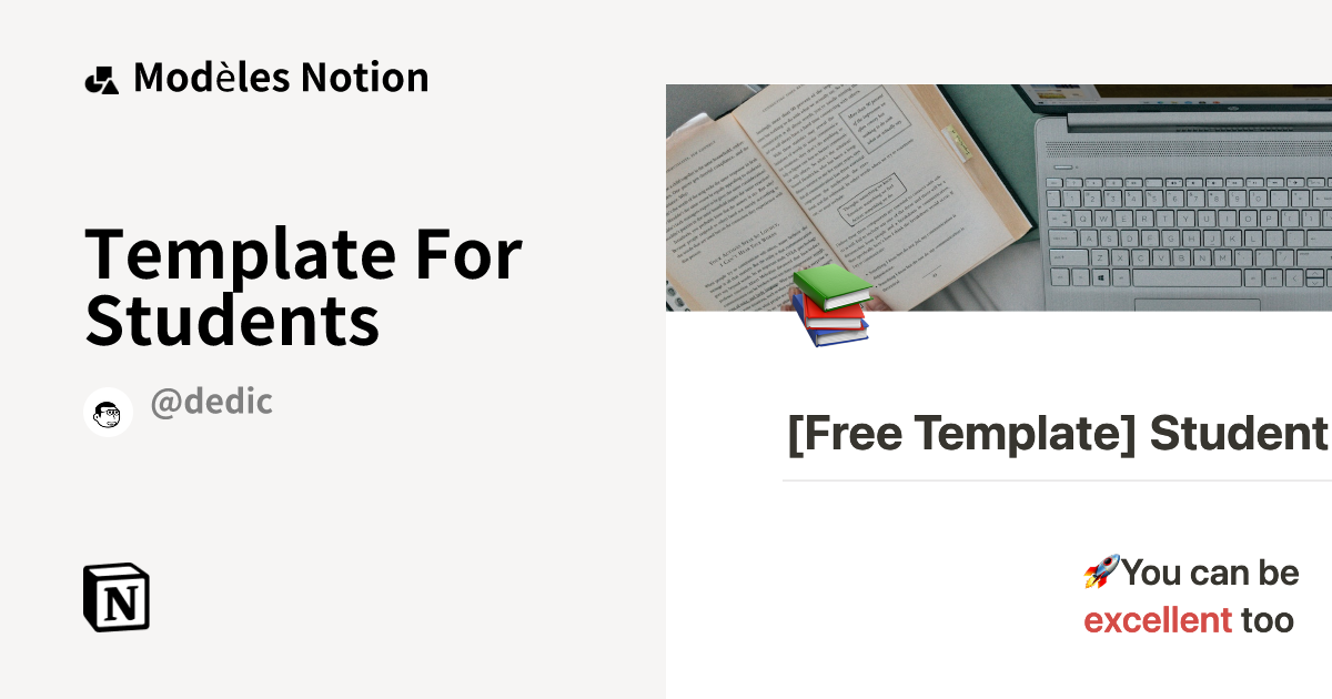 Template For Students | Modèle Notion