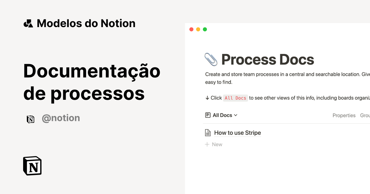 Documentação de processos de Notion | Modelo do Notion